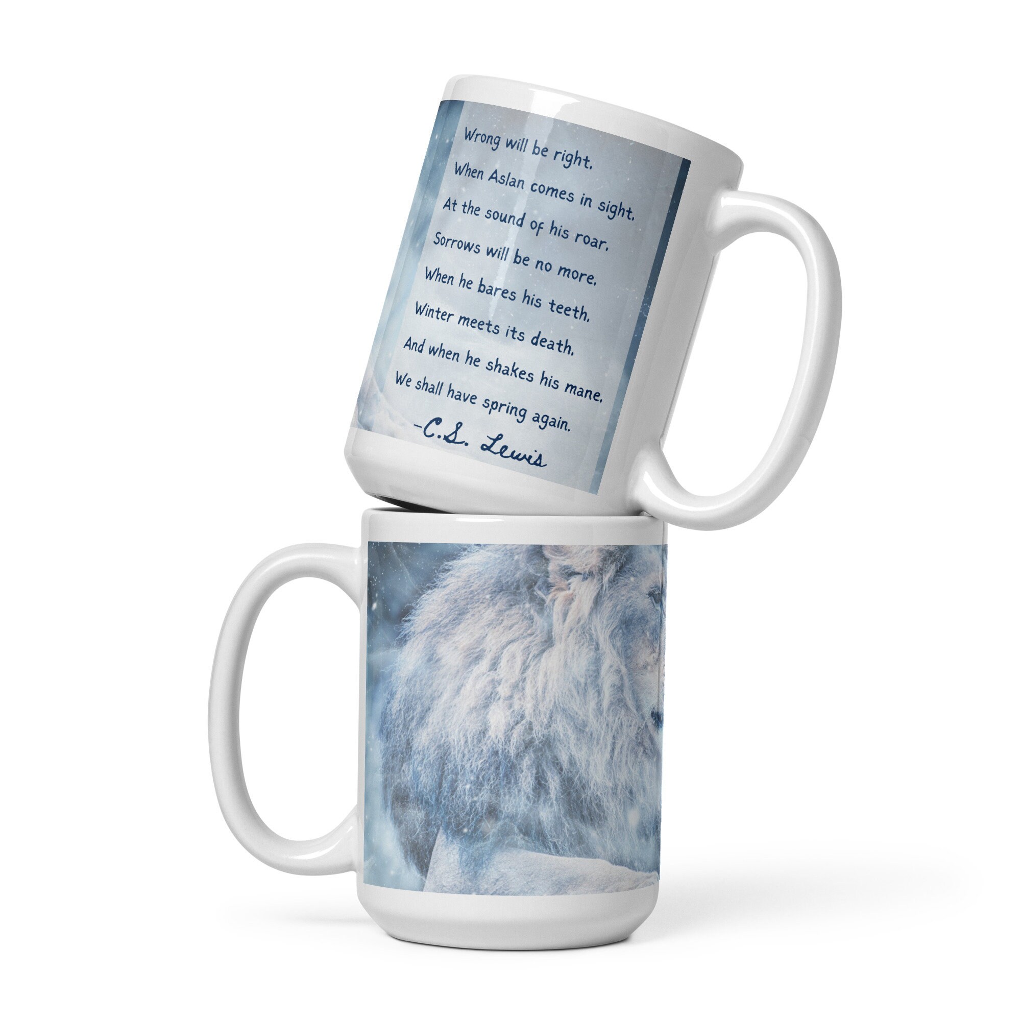 Chronicles of Narnia Mug, C.S. Lewis, Wrong Will Be Right Poem, Aslan ...