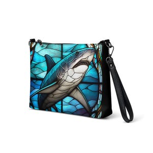 Stained Glass Shark Crossbody Bag, Faux Leather Great White Purse ...