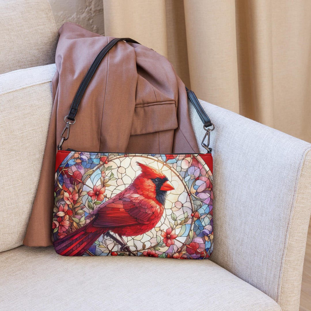Stained Glass Cardinal Crossbody Bag, Faux Leather Purse, Bird Lover ...