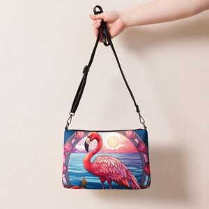 Stained Glass Flamingo Crossbody Bag, Faux Leather Purse, Flamingo ...