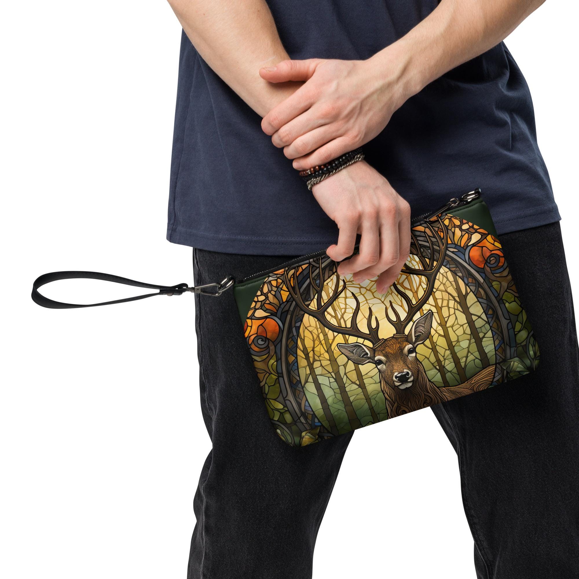 Stained Glass Stag Crossbody Bag, Faux Leather Purse, Deer Antlers ...