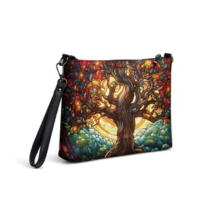 Stained Glass Tree of Life Crossbody Bag, Faux Leather Purse, Red ...