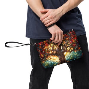 Stained Glass Tree of Life Crossbody Bag, Faux Leather Purse, Red ...