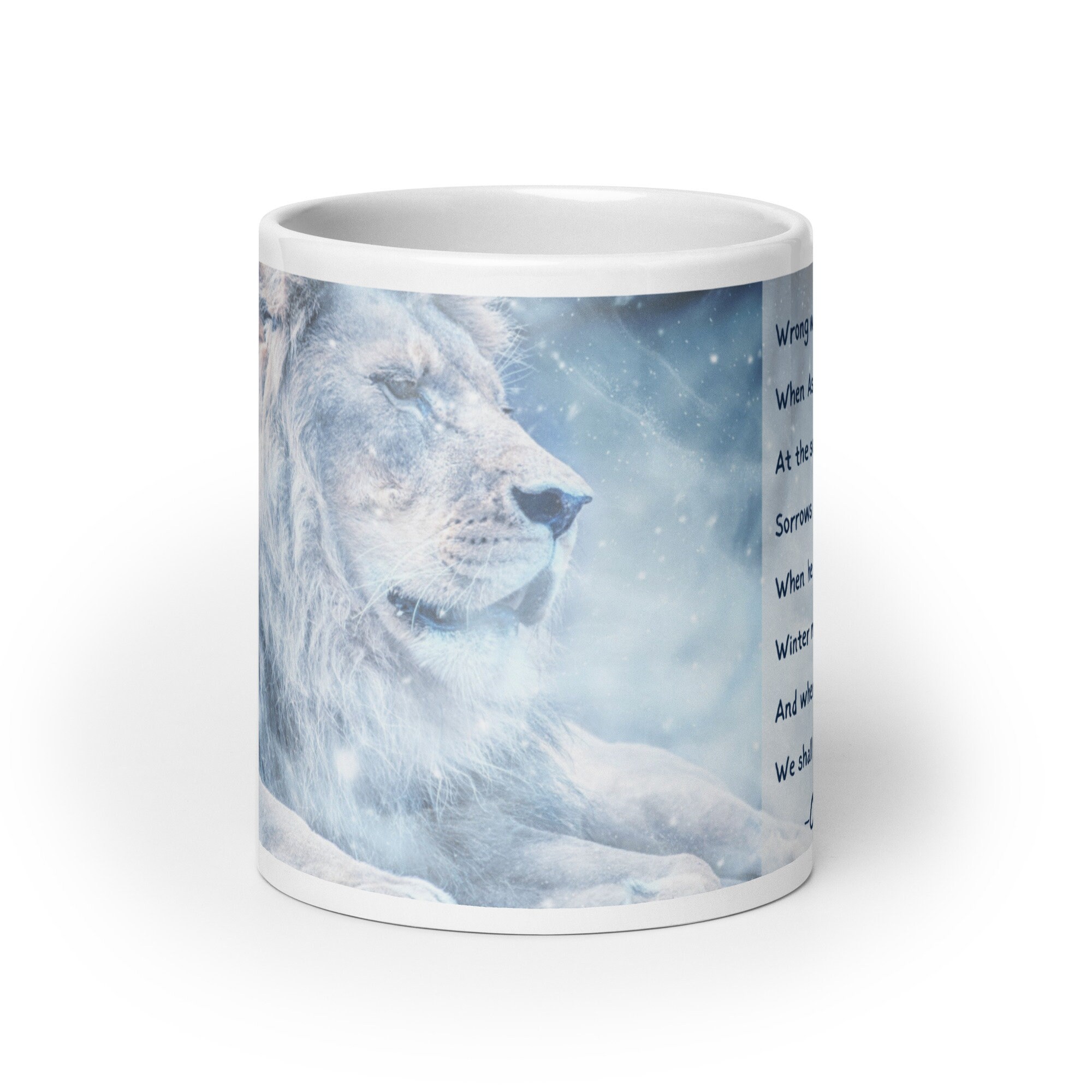 Chronicles of Narnia Mug, C.S. Lewis, Wrong Will Be Right Poem, Aslan ...