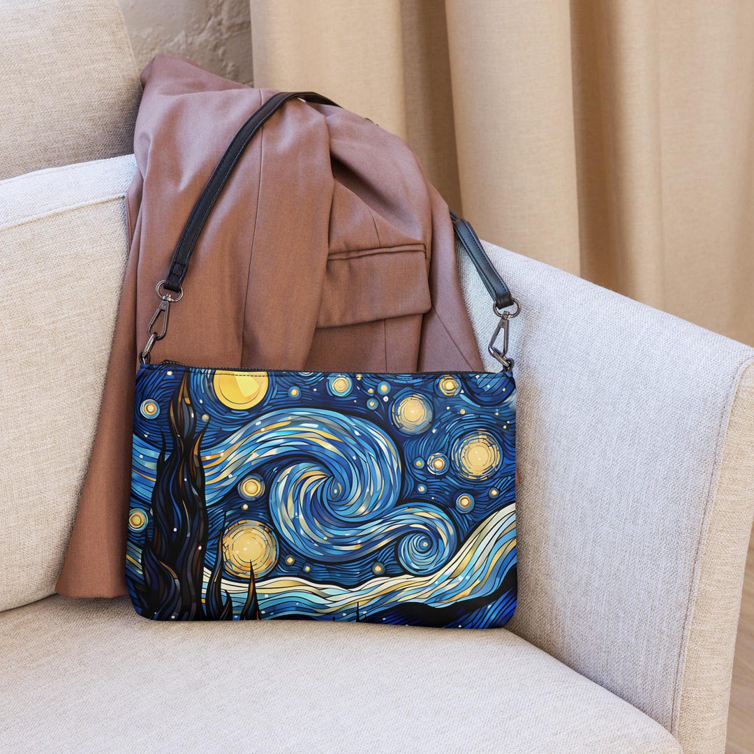 Stained Glass Starry Night Crossbody Bag, Vincent Van Gogh Painting ...