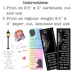 Narnia Bookmark Set of Five, Digital Download, Instant Bookmark ...