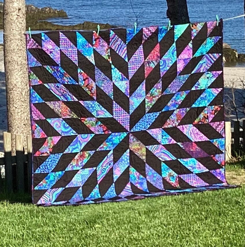 A Modern Quilt in Shades of Blue. the Colours Are Vivid and Colourful ...