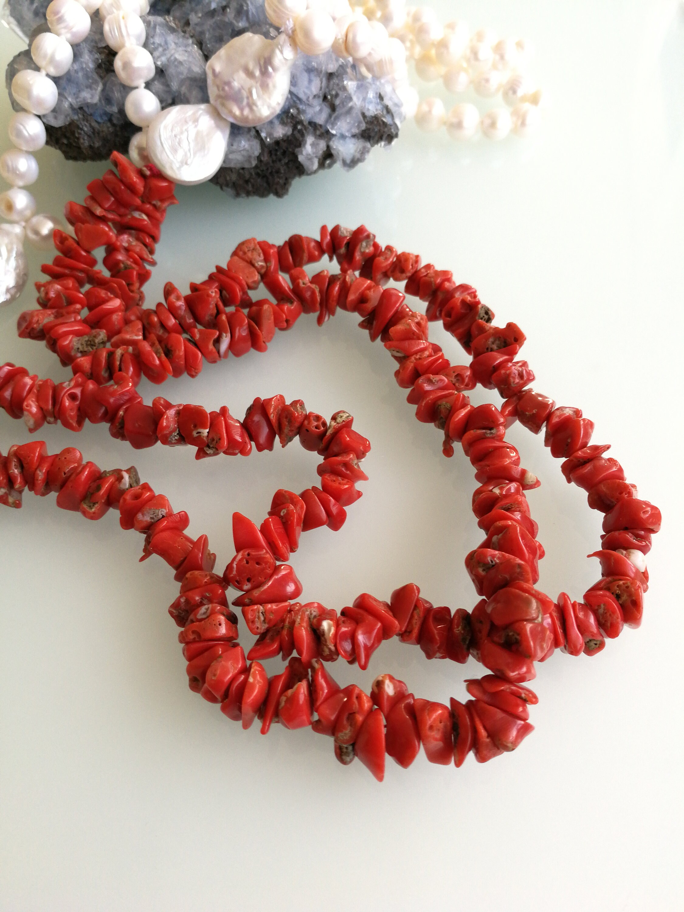 Collar de coral rojo natural del Mediterráneo. Collar de - Etsy España