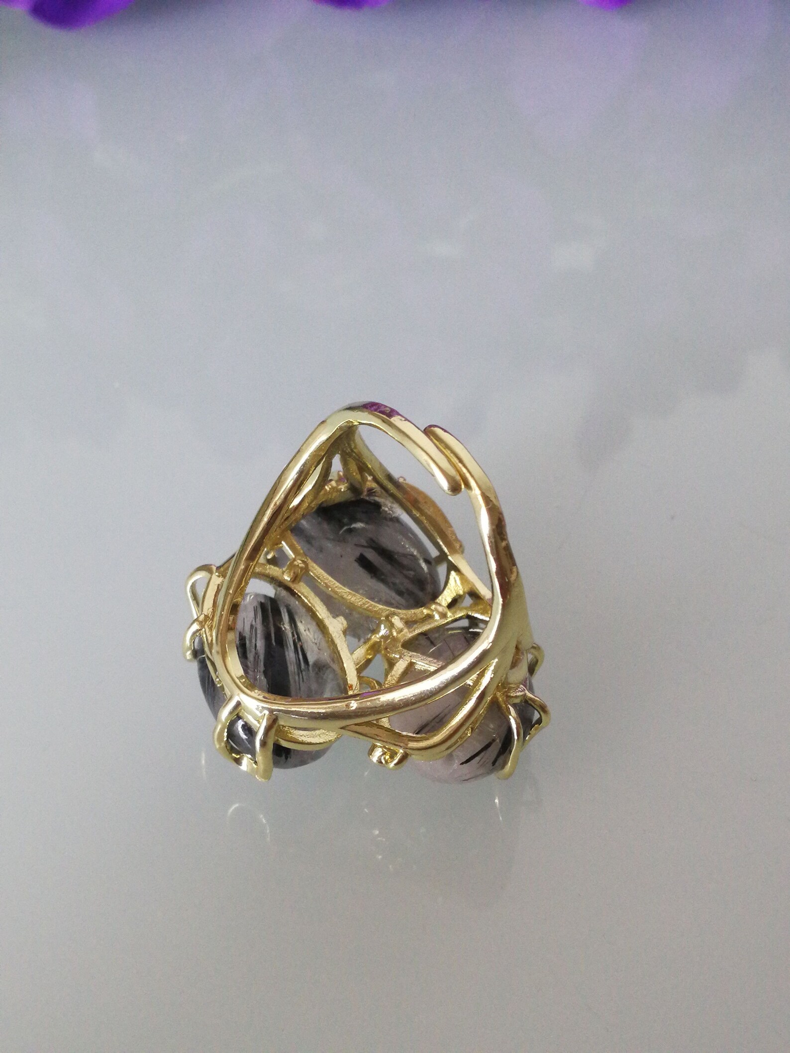 Tiger Quartz Stone Ring. Multiple Stone Ring. - Etsy