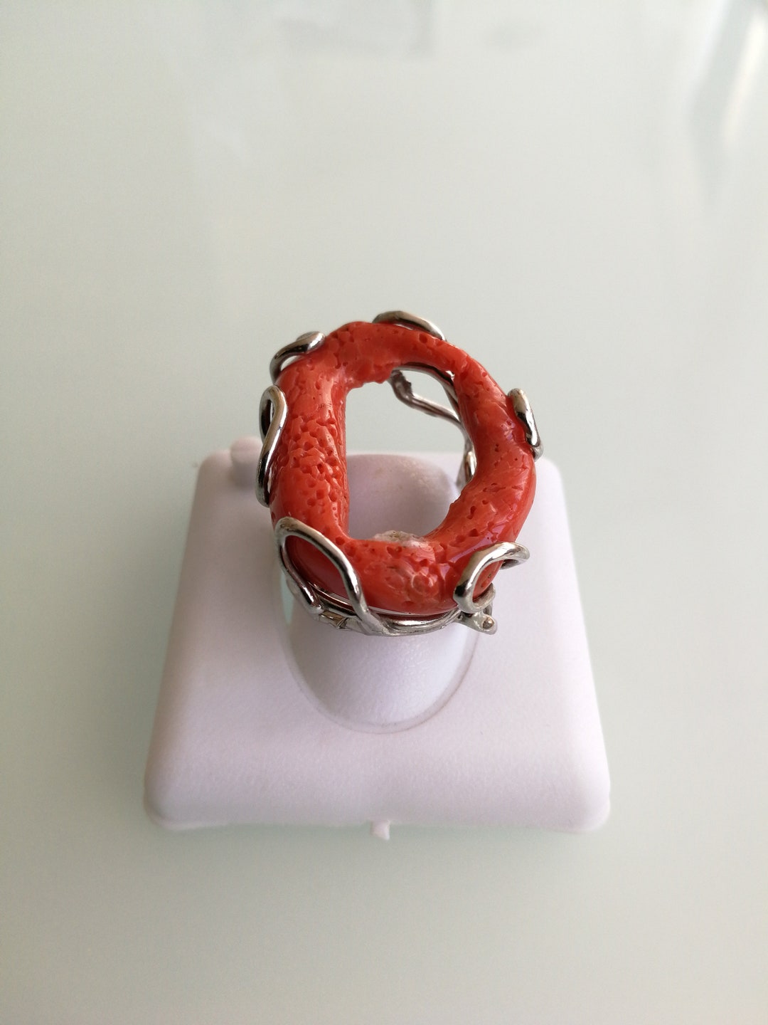 Natural Red Coral Ring of the Mediterranean Maxi. Silver Ring. - Etsy