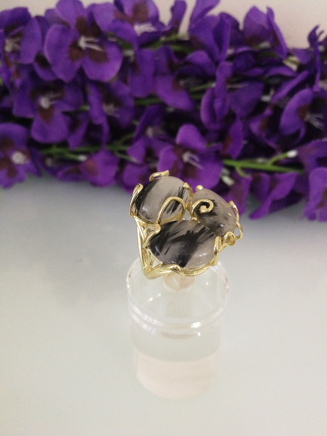 Tiger Quartz Stone Ring. Multiple Stone Ring - Etsy
