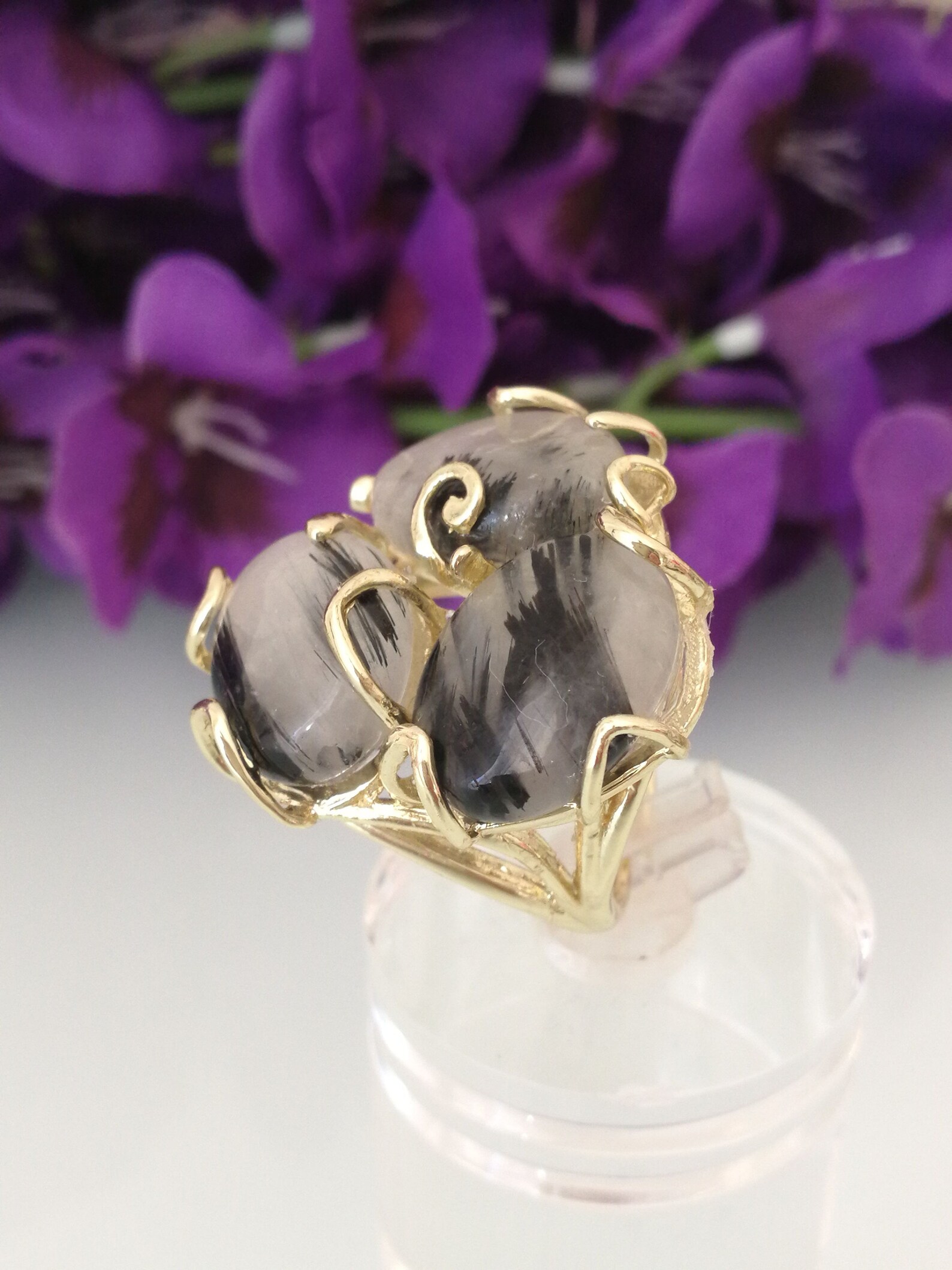 Tiger Quartz Stone Ring. Multiple Stone Ring. - Etsy