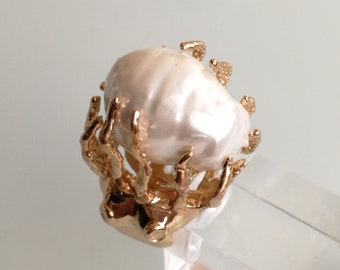 Antique Pearl Baroque Ring - Etsy