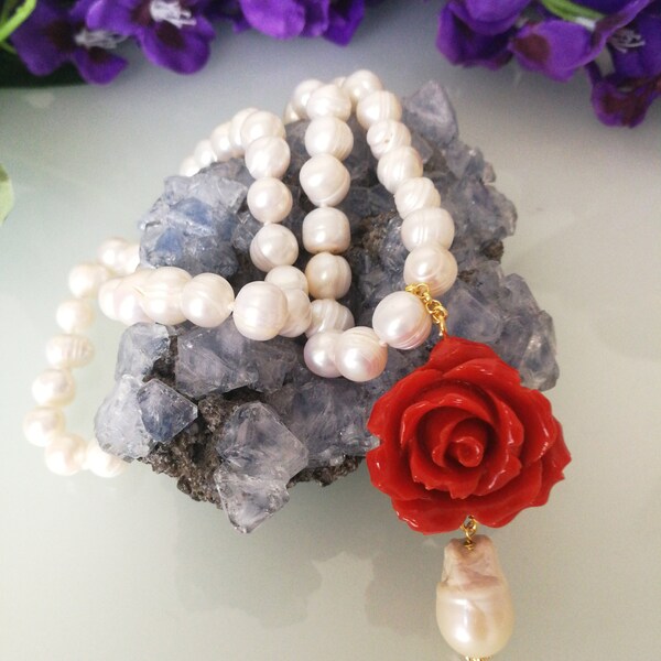 Collana perle rosa - Etsy Italia