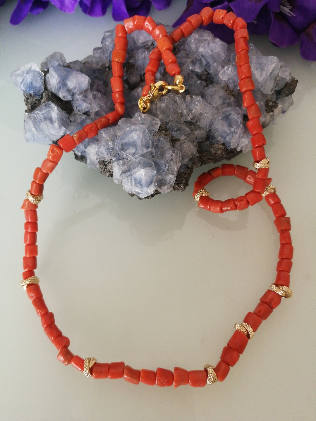 Collier de corail rouge méditerranéen naturel. Collier de corail en ...