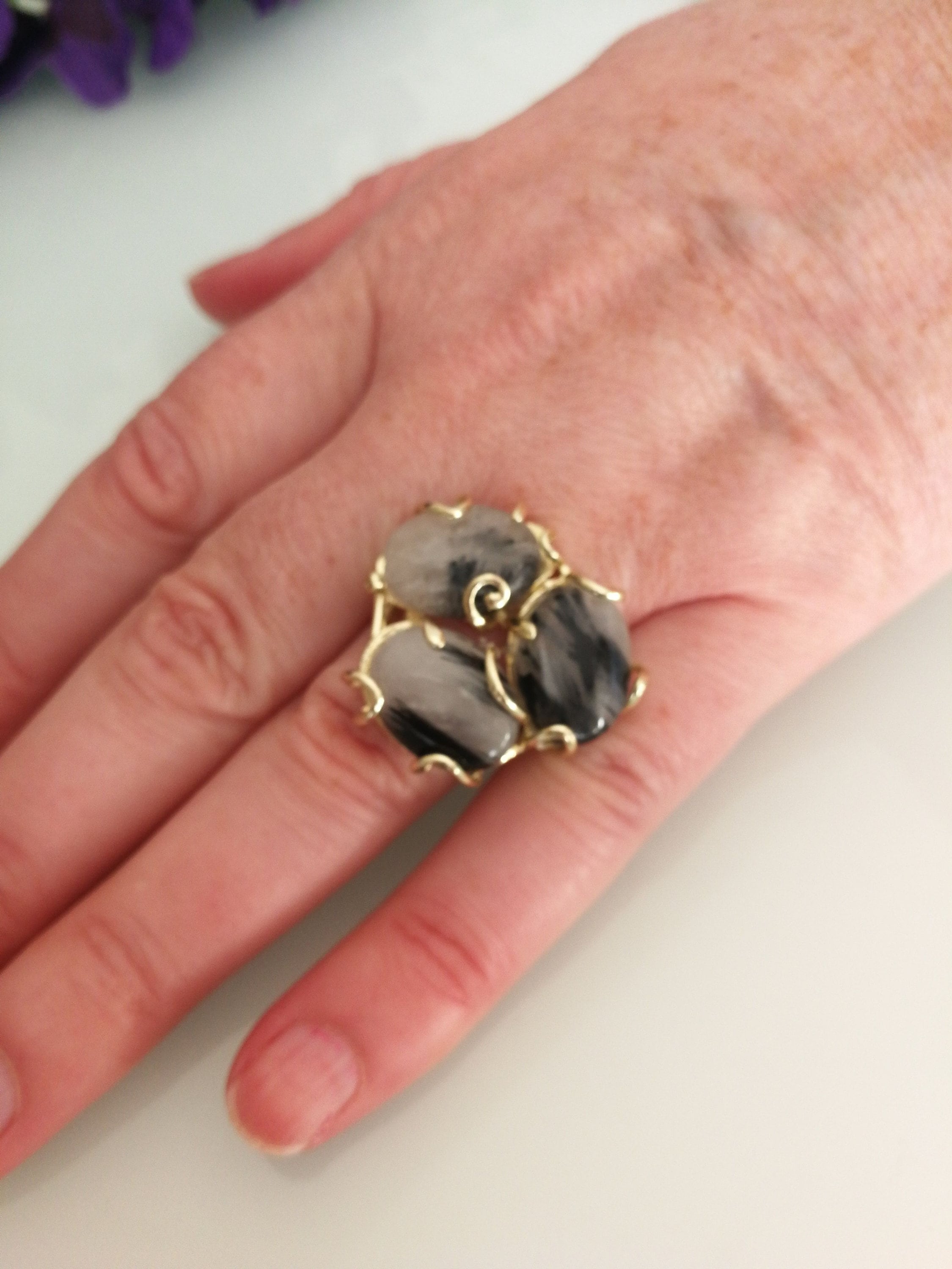 Tiger Quartz Stone Ring. Multiple Stone Ring. - Etsy
