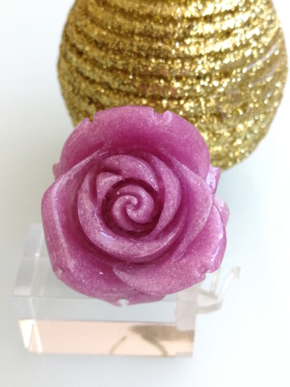 Pink ring in purple amethyst compound. Maxi ring. | Etsy