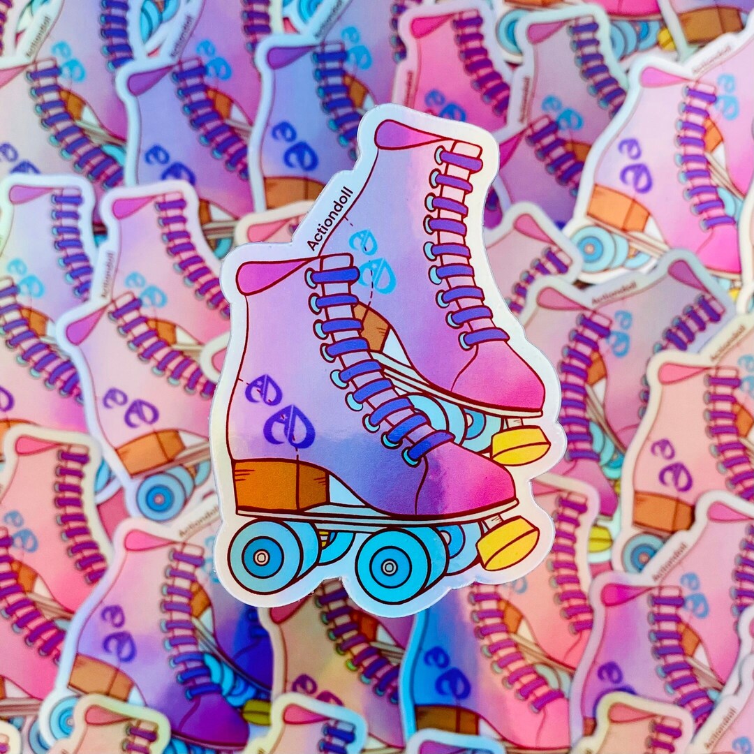Roller Skate Vinyl Sticker | Rainbow Holographic Rollerskates Sticker ...