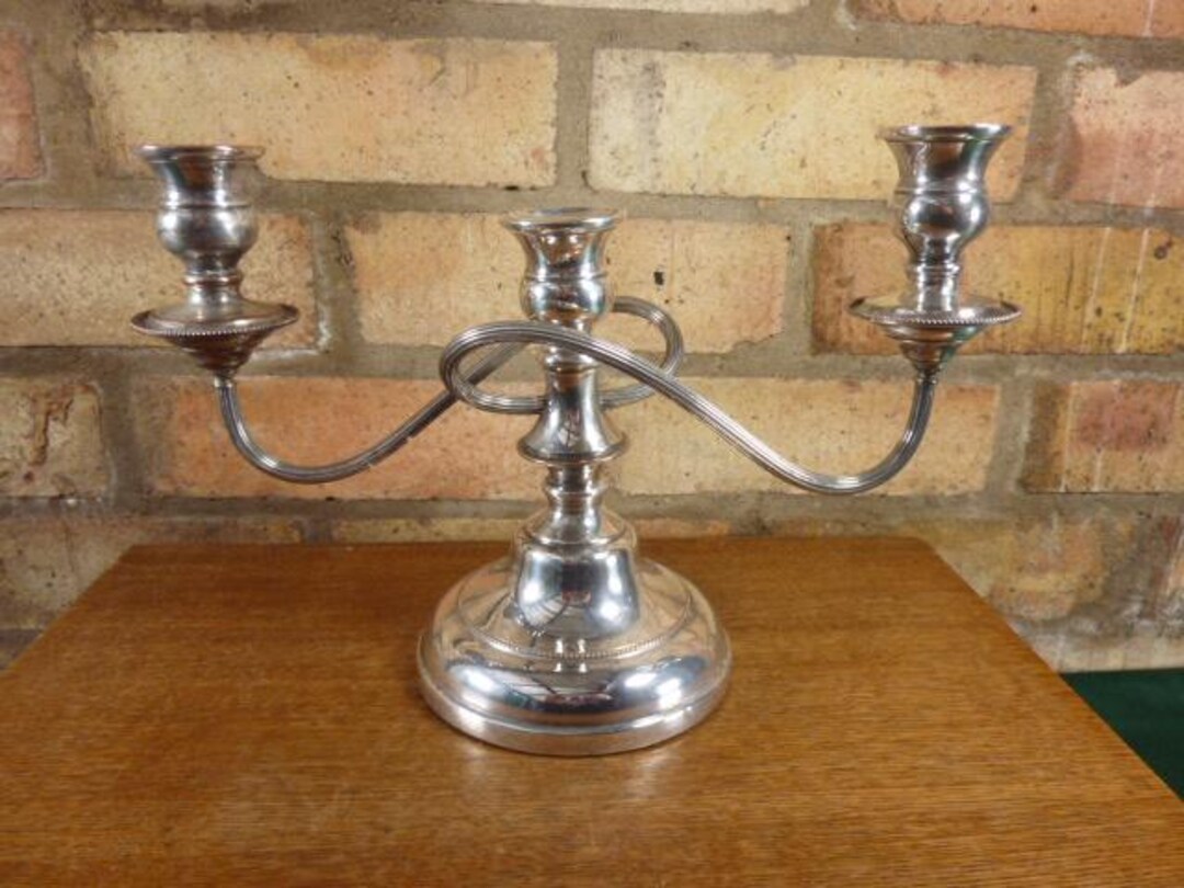Lovely Antique 3 Candle Sliver Plated on Copper Candelabra Candlestick ...