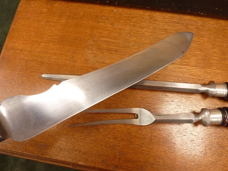A Nice Antique John Batt Carving Knife and Fork Set Deer Antler Handle ...