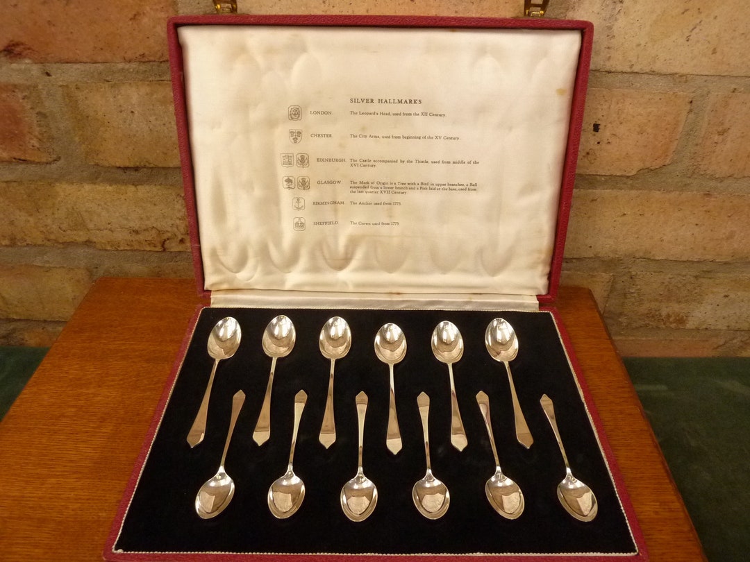 12 Vintage Travis Wilson Assay Mark Collection Hallmarked Silver Spoons ...