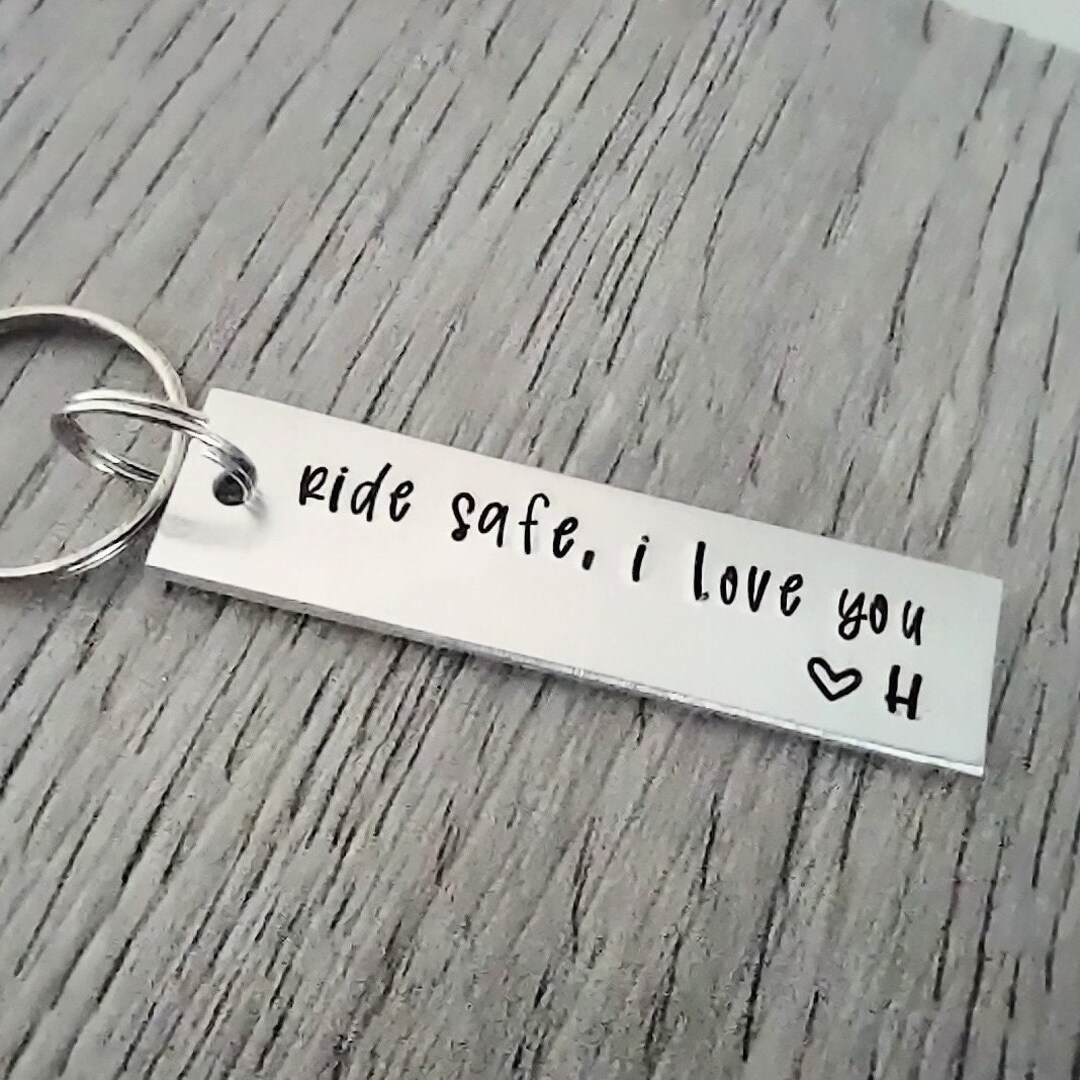 Ride Safe I Love You Keychain Personalized With Heart and - Etsy