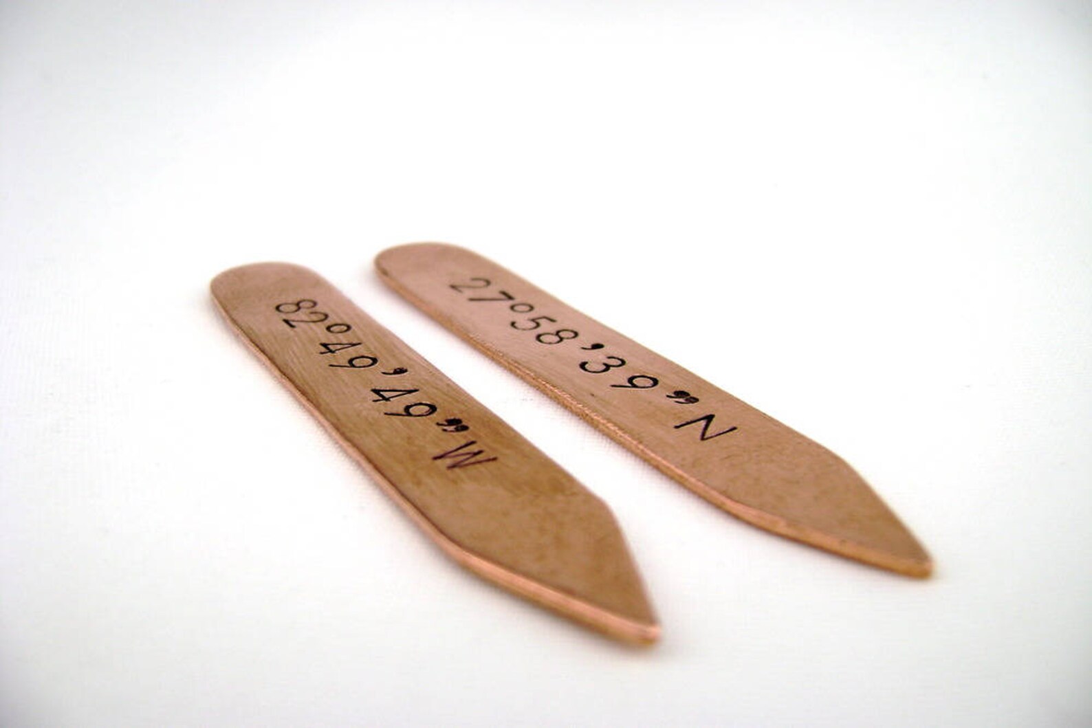 Copper Collar Stays Latitude Longitude Collar Sticks - Etsy