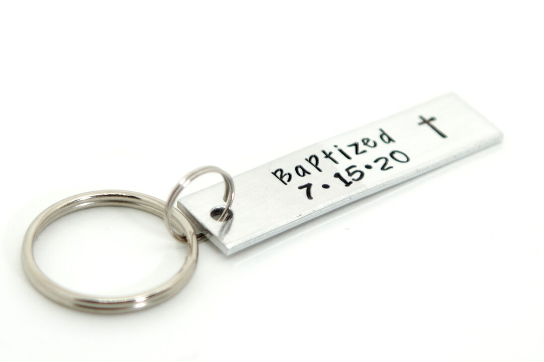 Baptized Keychain, Adult Baptism Gift, Custom Christian Key Ring ...