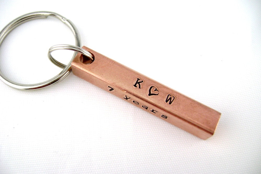 Personalized Copper Bar Keychain 7 Years & Counting - Etsy