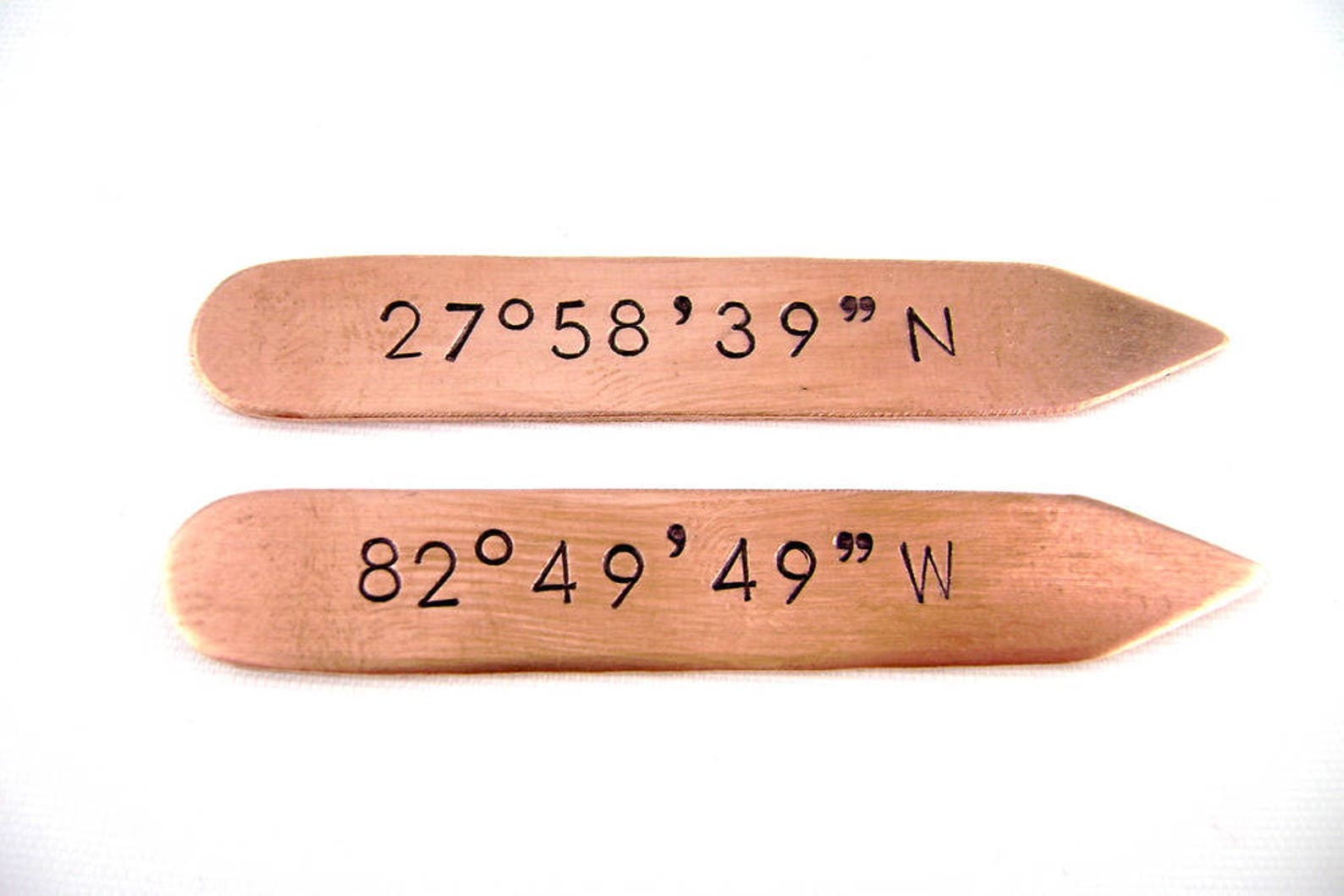 Copper Collar Stays Latitude Longitude Collar Sticks - Etsy