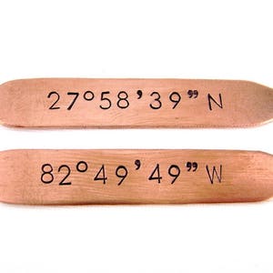 Copper Collar Stays Latitude Longitude Collar Sticks - Etsy