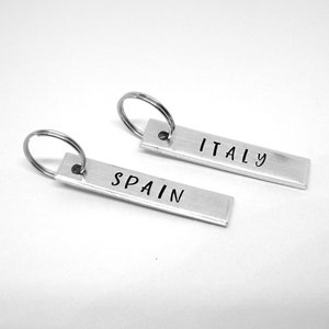 Personalized Tag With Country Name, One Travel Charm to Add to Keychain ...