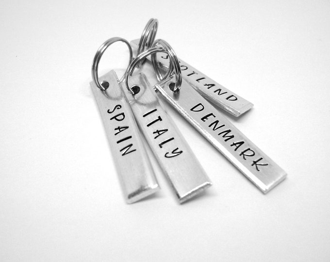 Personalized Tag With Country Name, One Travel Charm to Add to Keychain ...