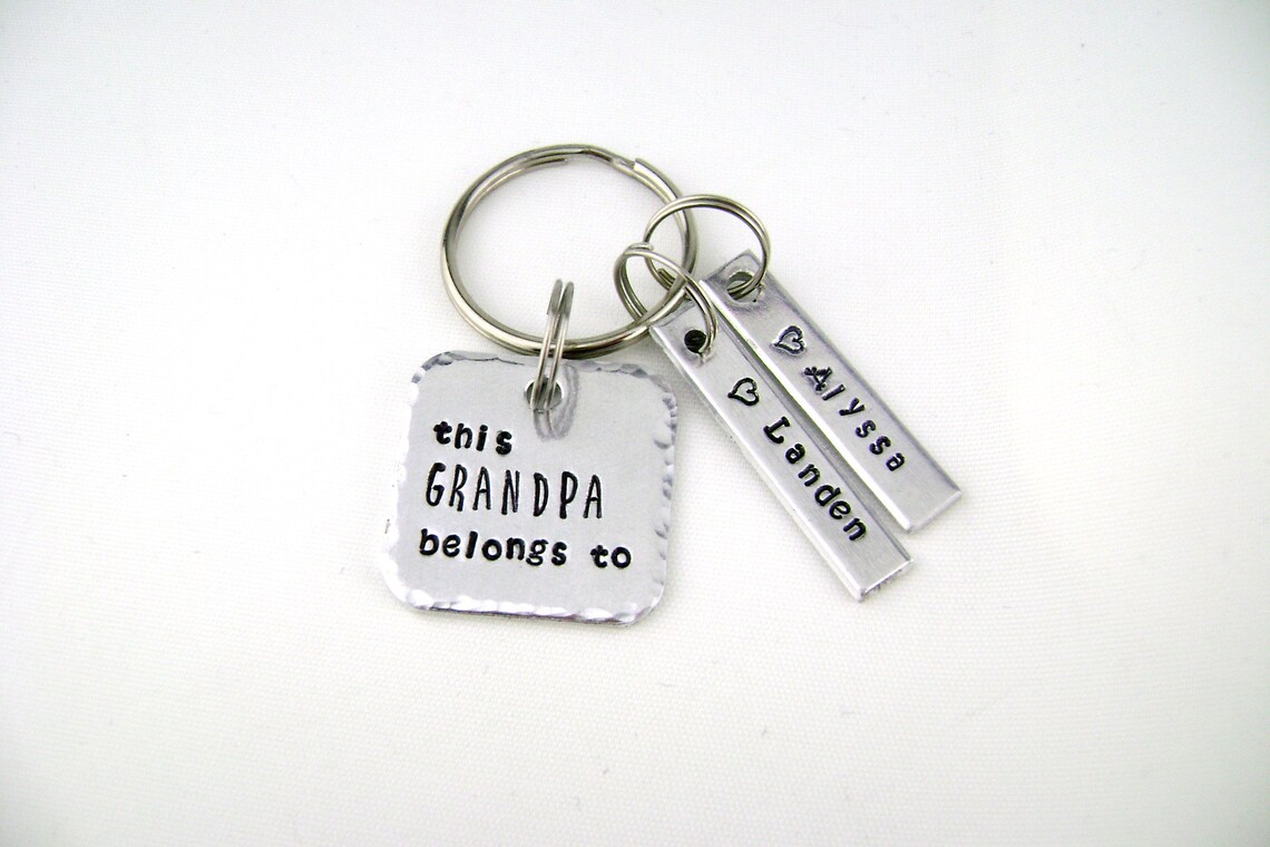 This Grandpa Belongs to Keychain Grandad Gift From Grandkids | Etsy