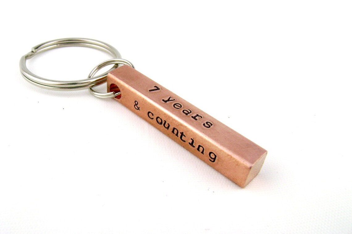 Personalized Copper Bar Keychain 7 Years & Counting - Etsy