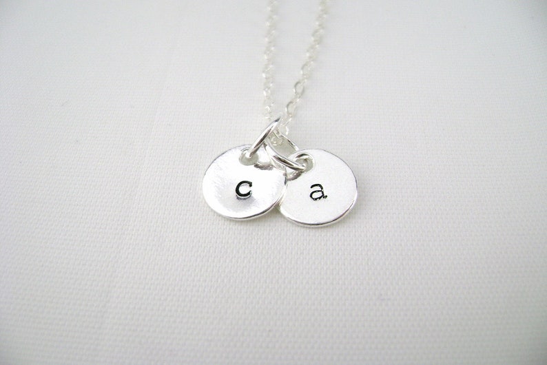 Initial Necklace Sterling Silver Disc With Letter - Etsy