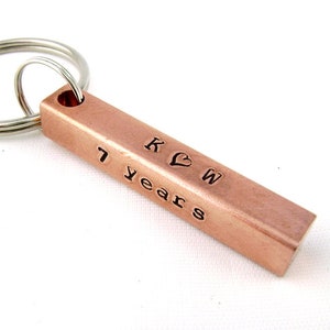 Personalized Copper Bar Keychain, 7 Years & Counting Anniversary Gift ...