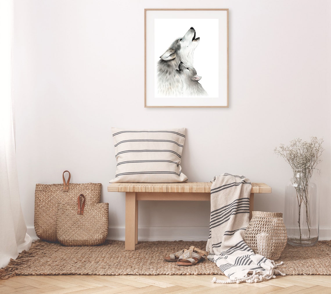 Wolf Art Mother and Baby Wolf Print Mama Wolf and Cub | Etsy