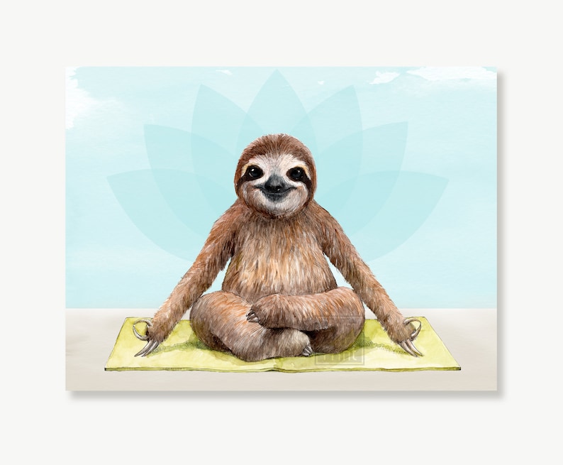 Sloth Yoga Art Print Funny Animal Poster Sloth in Yoga Pose | Etsy