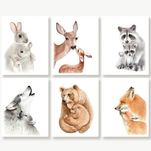 Woodland Watercolor Wall Art Nursery Decor Forest Animals - Etsy