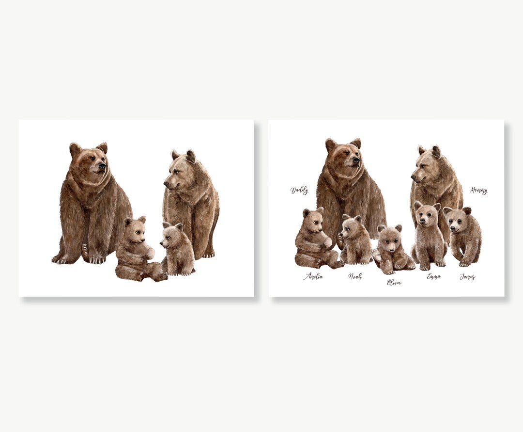 Bear Family Portrait Personalized Gift for Family With Names - Etsy