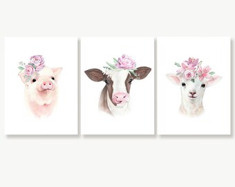 Miranda the Cow PRINT Floral Cow Floral Crown Cow - Etsy