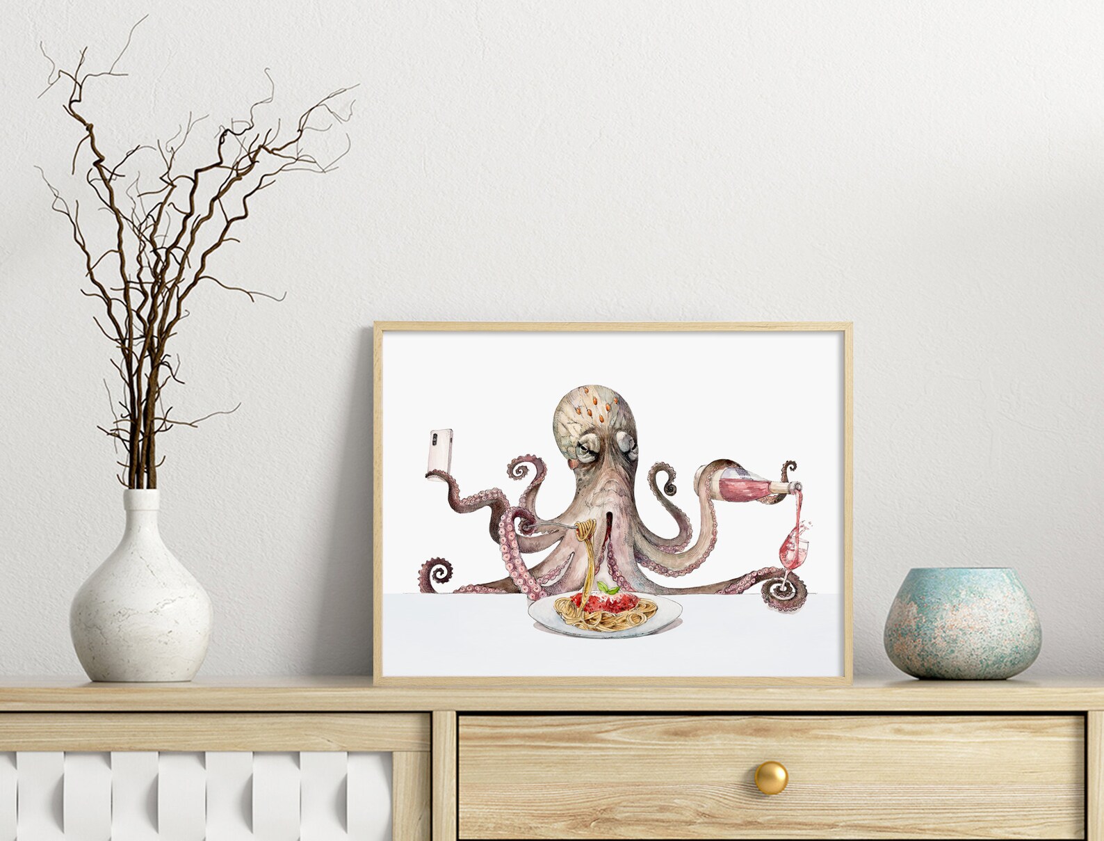 Octopus Funny Kitchen Décor Ocean Animal Art Print Octopus - Etsy