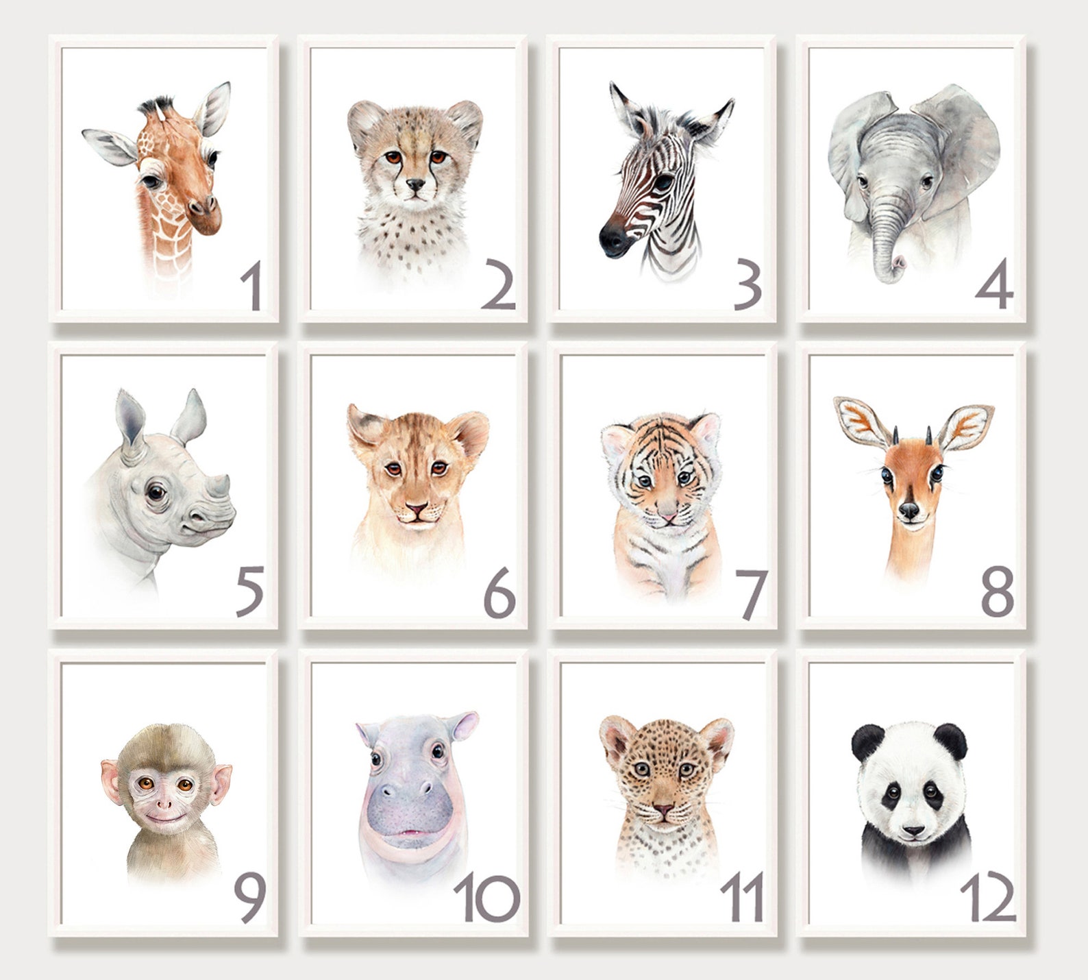 Baby Animal Paintings Farm Woodland Safari Nursery Wall Art - Etsy