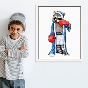 Animal Sports, Raccoons as Sportsmen, Funny Art Print Set, Humorous ...