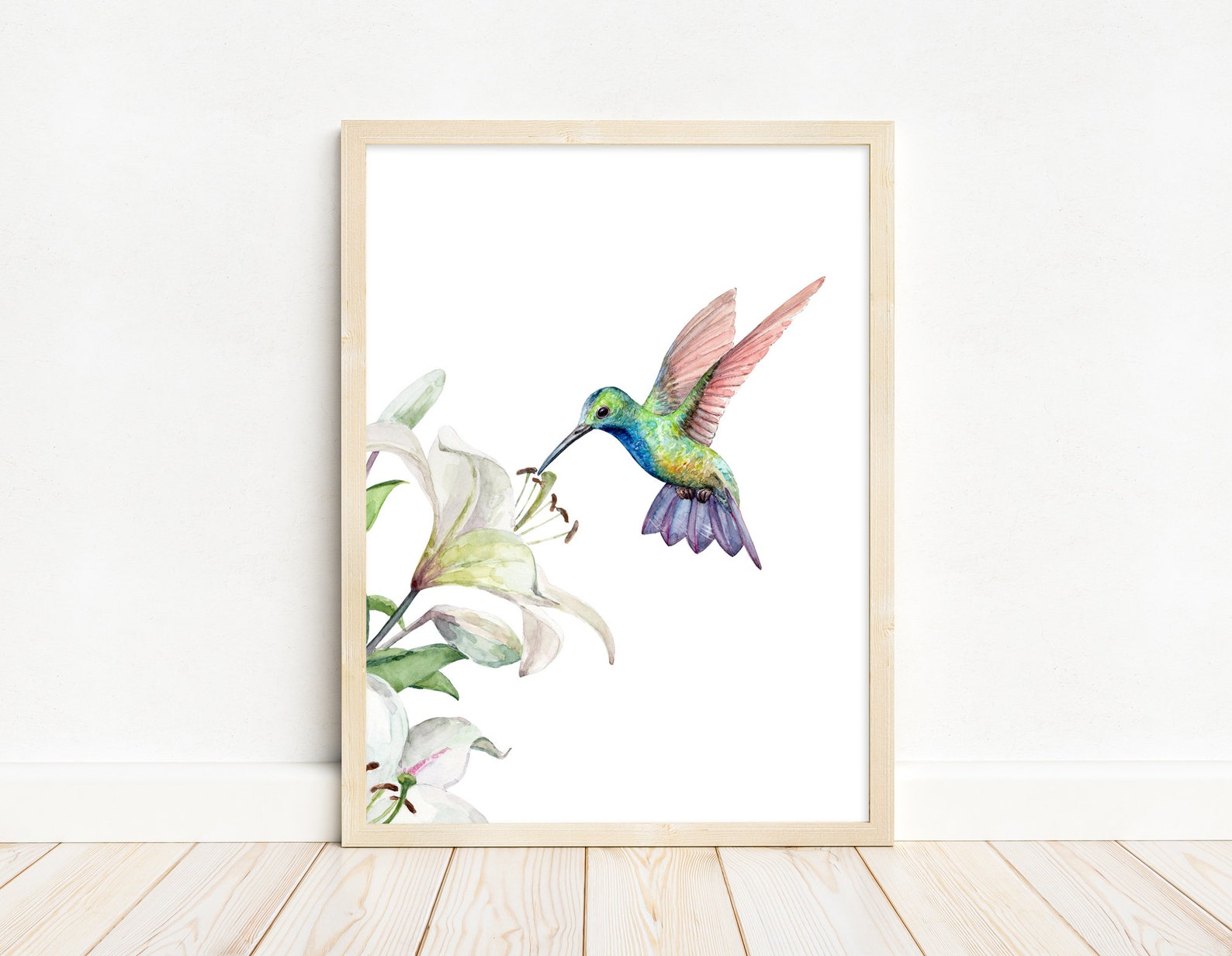 Hummingbird and Flower Bird Art Botanical Print Bird & - Etsy