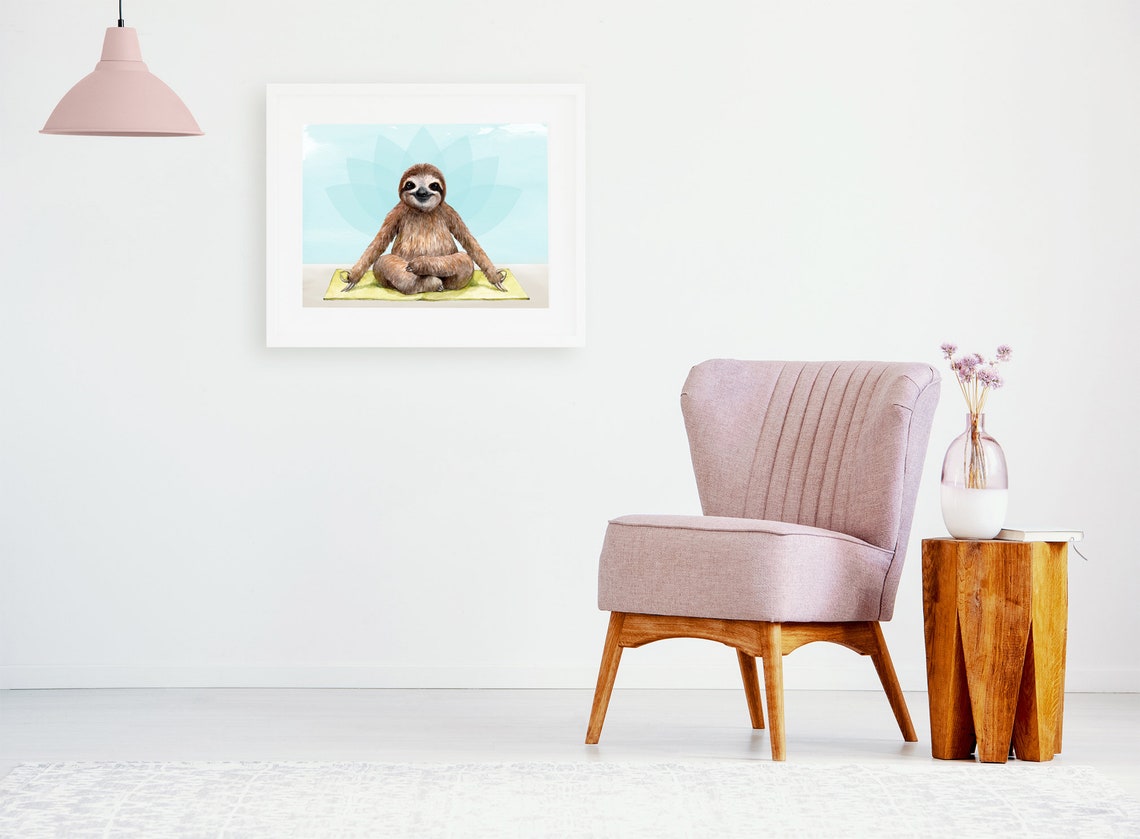 Sloth Yoga Art Print Funny Animal Poster Sloth in Yoga Pose - Etsy
