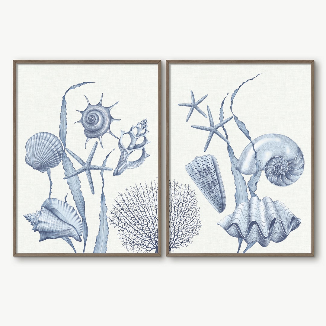 Under the Sea, Starfish, Corals & Sea Shells, Art Print Set of 2 ...