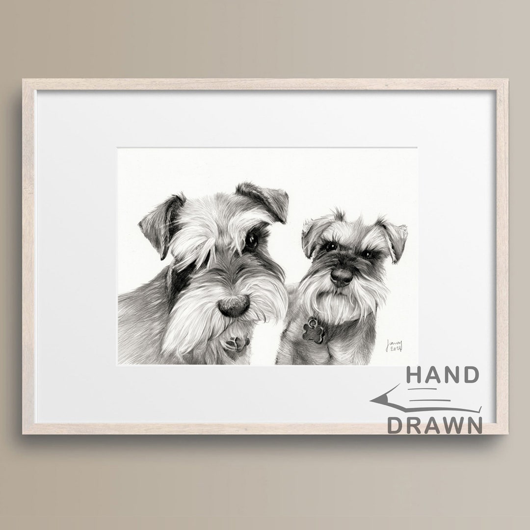 Custom Pet Portrait of 2 Pets, Watercolor Painting, Illustration ...