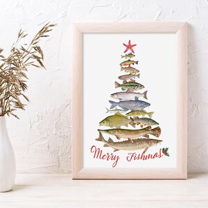 Merry Fishmas Freshwater Fish Christmas Tree, Fishing Holiday Décor ...